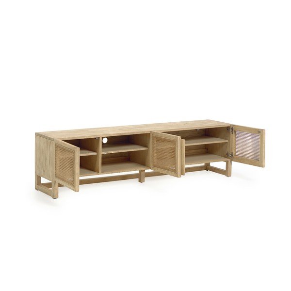 Medinė TV spintelė su rotango detalėmis Mindi Kave Home Rexit | Bonami